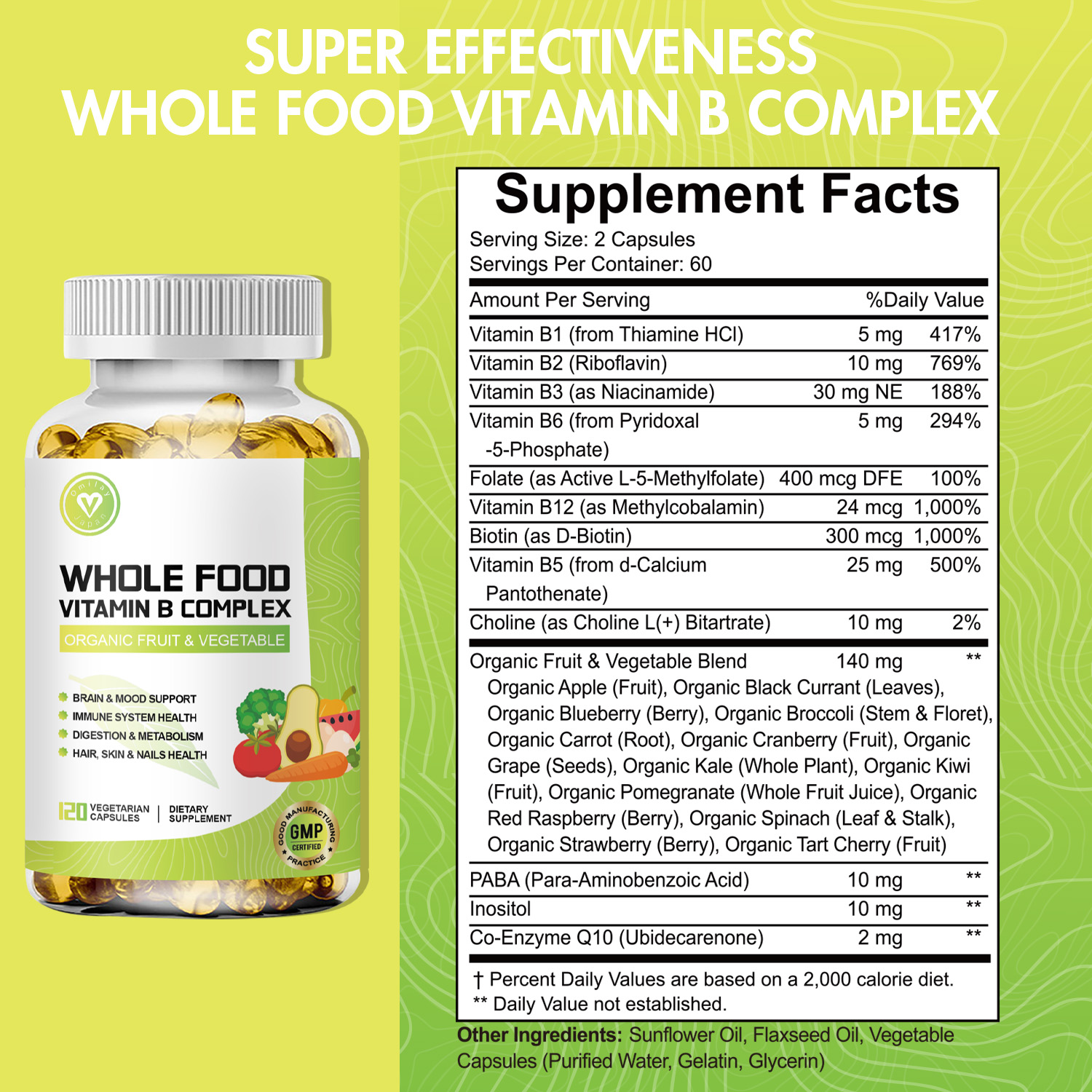 SOFTHER Vitamin B Complex Multivitamins Capsules Vitamins for Neural ...