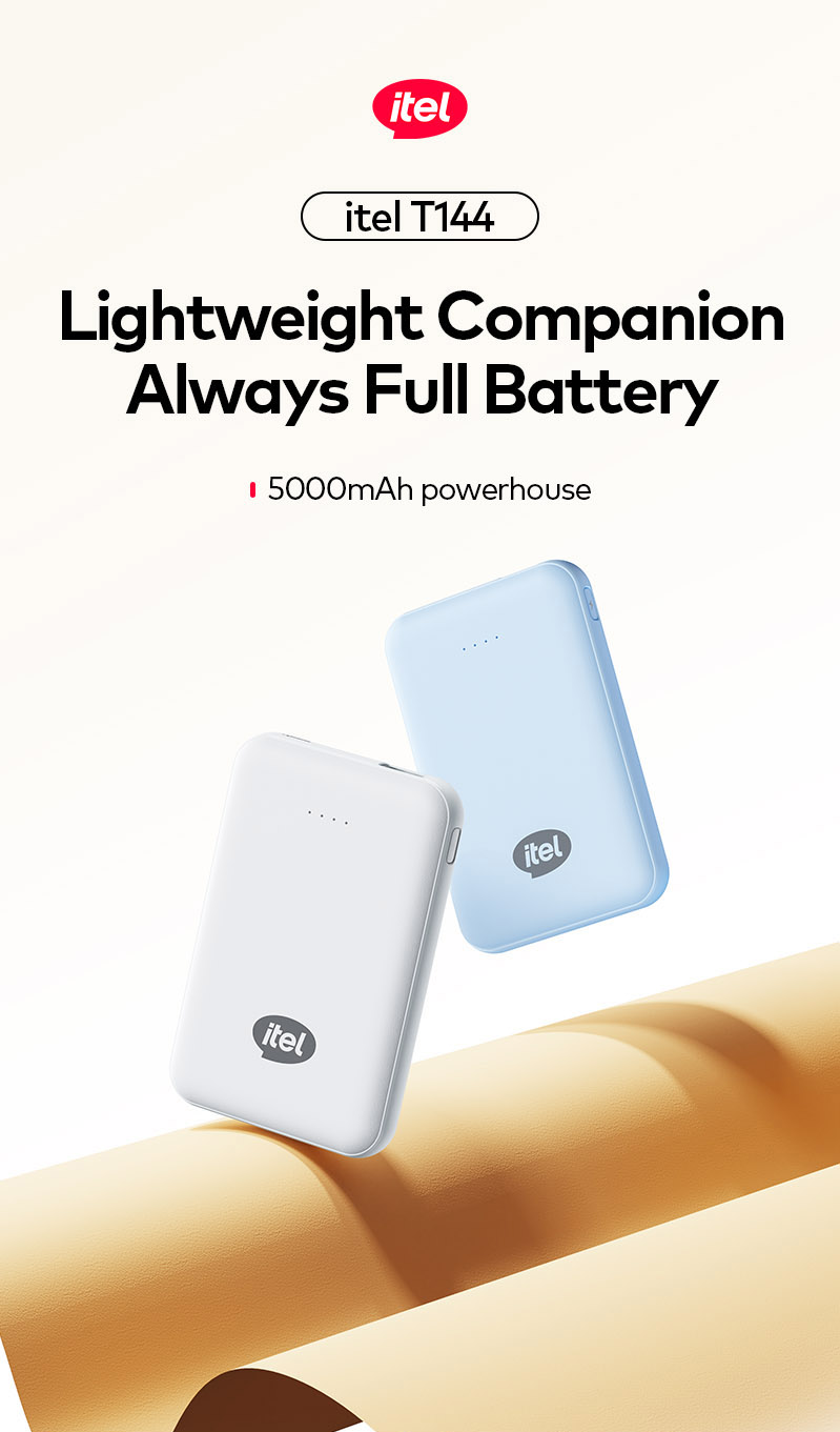 itel T144 Powerbank 5000mAh | 12W Fast Charging Dual Port Type-C ...