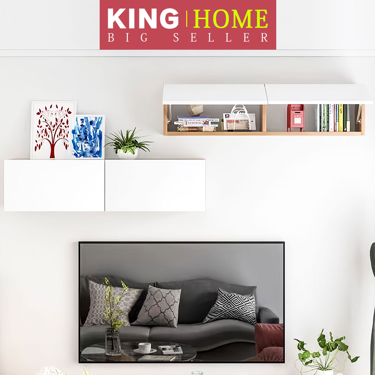 (COD)Floating wall mounted bookcase shelf Wall cabinet Ceiling cabinet ...