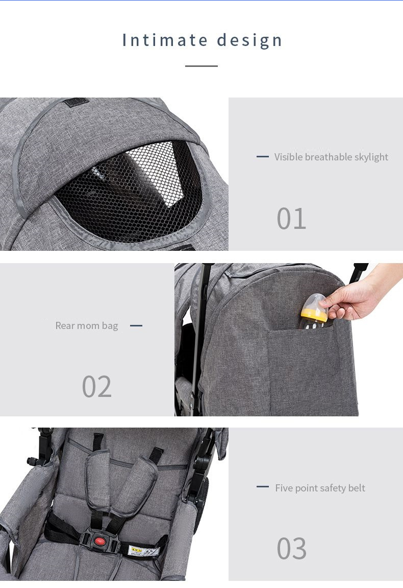 LUCKYBABE Double front and rear baby strollers lightweight folding ...