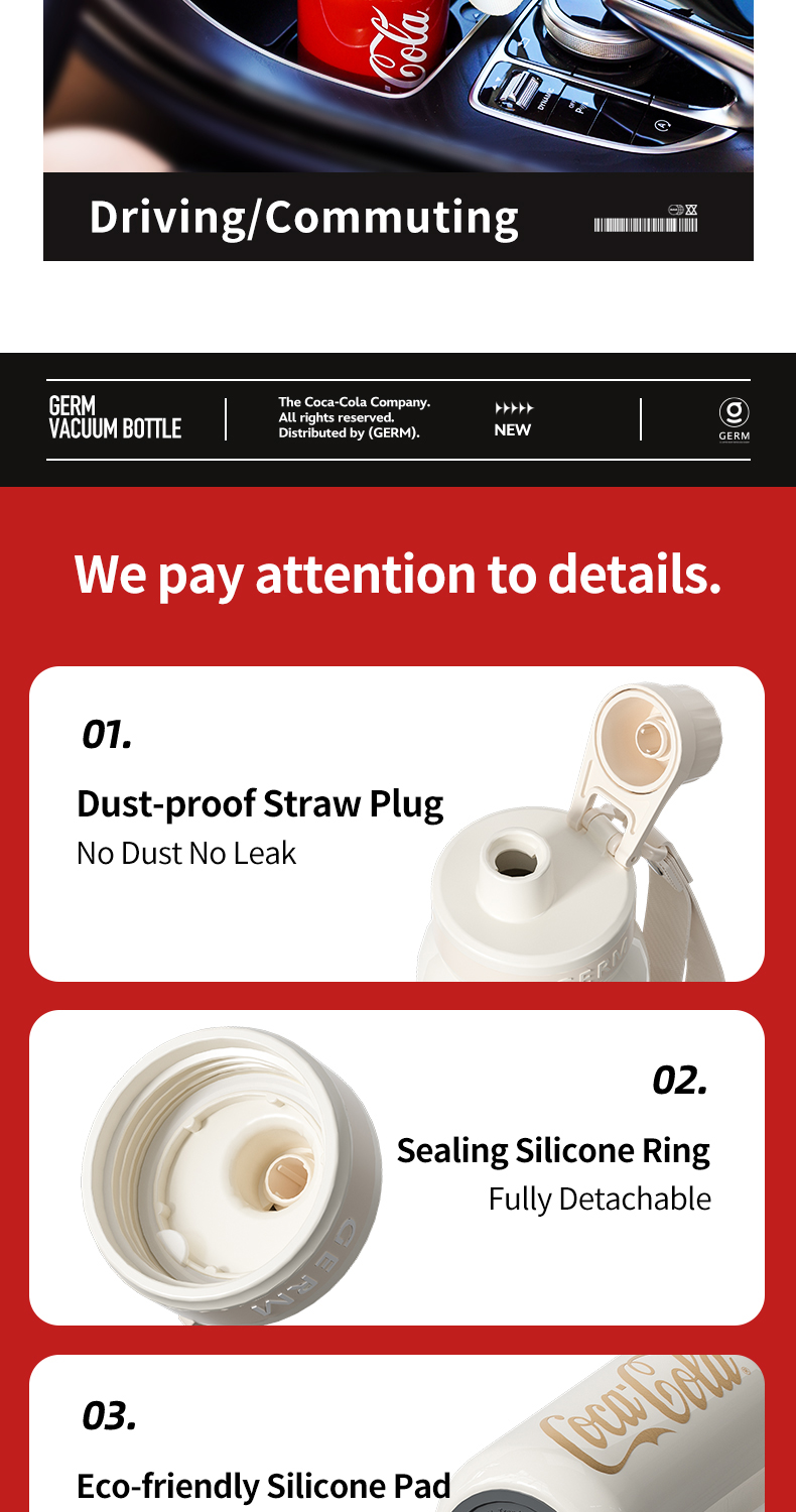 Coca-Cola B37 Thermos Cup with Straw 316 Stainless Steel Thermos Bottle ...