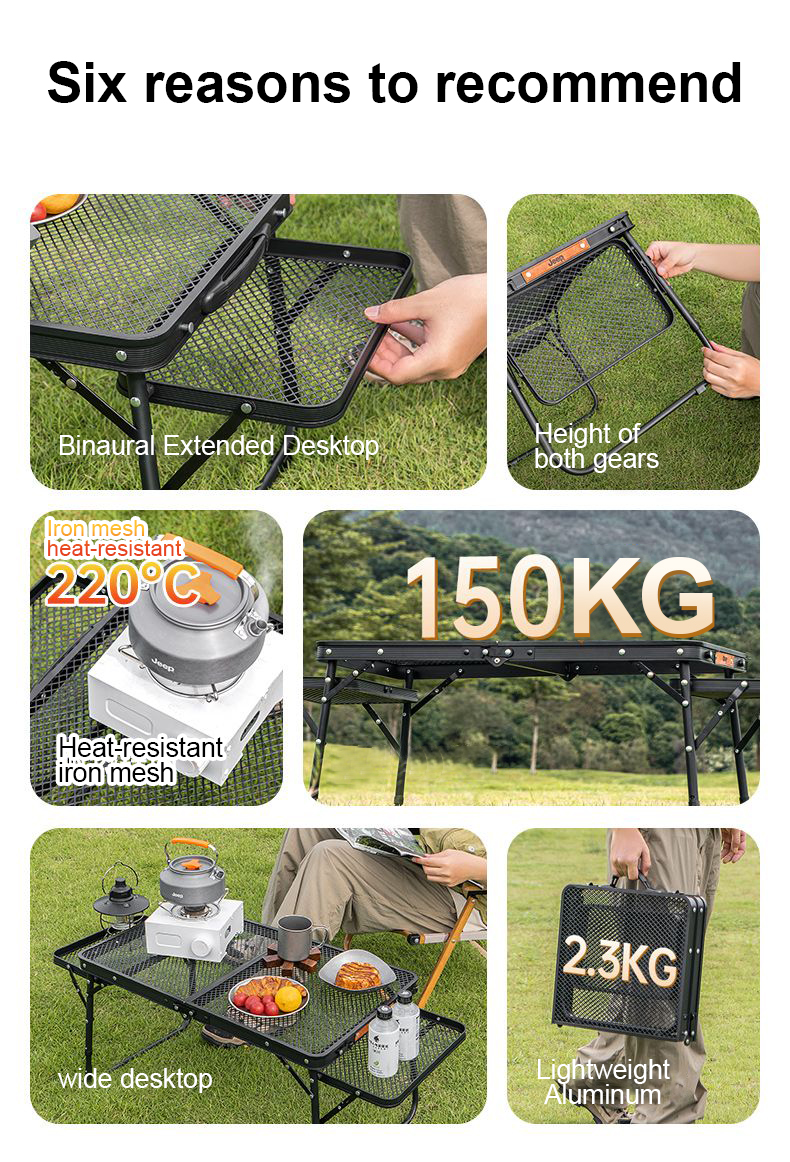 MC&HOME Outdoor Folding Table Mesh Table Foldable Aluminum Camping Home ...