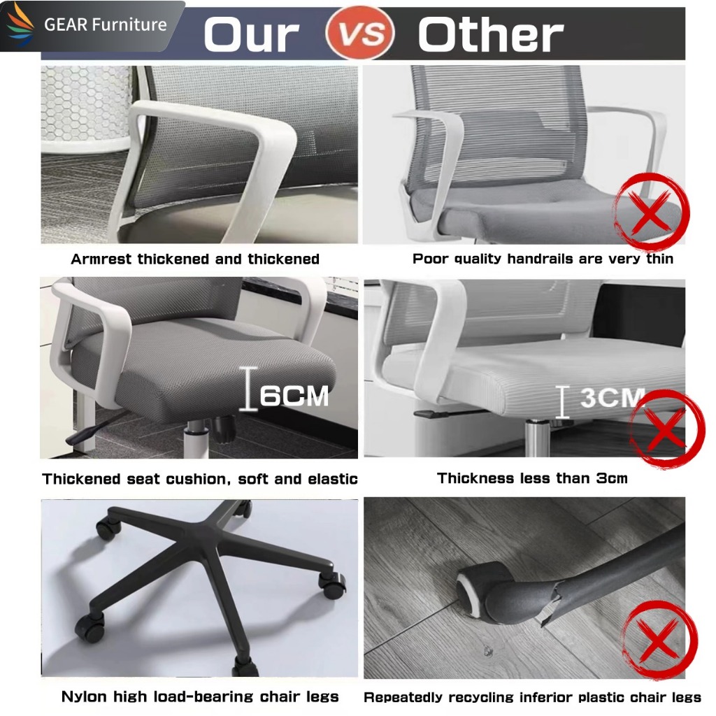 Home Office Chair Computer Chair Mesh Chair Steel Base Widen Armrest ...
