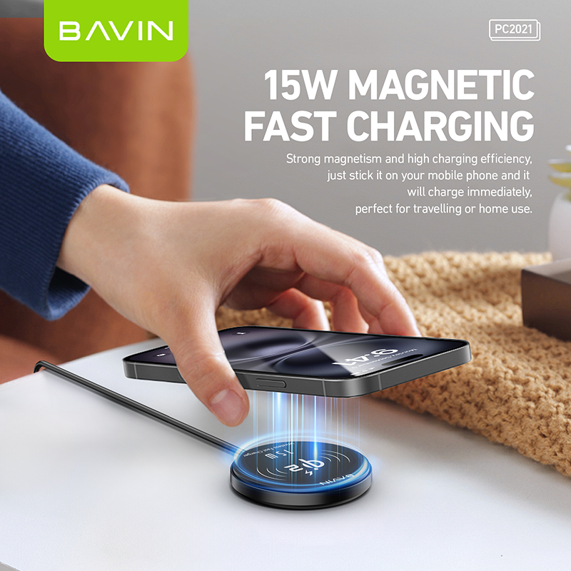BAVIN PC2021 Qi2 15W Magnetic Wireless Suction Fast Charging w/ Free Magnetic Ring for Android ...