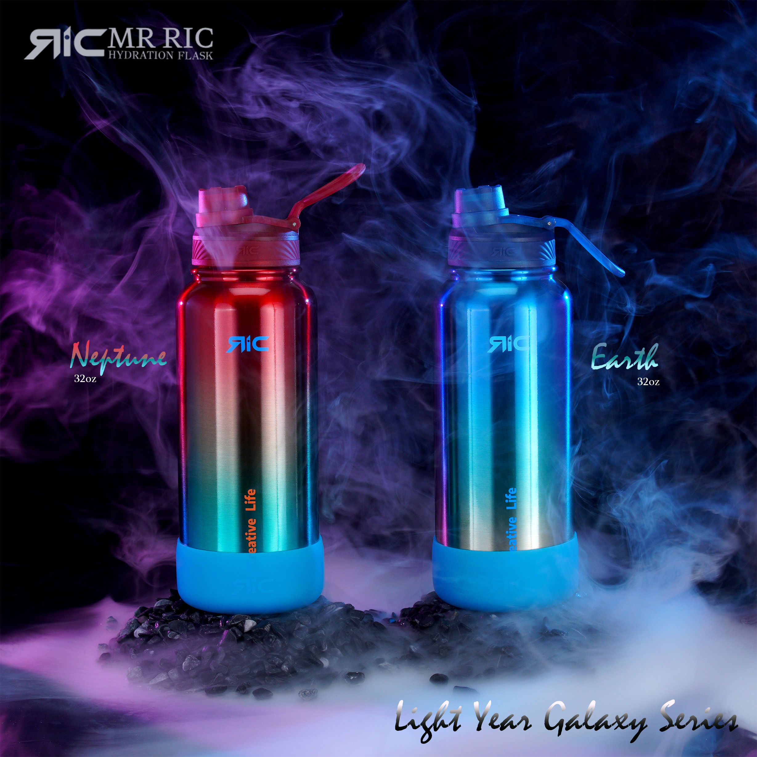 Mr Ric Metallic Hydration Flask with Boot Insulated Vacuum Water Bottle ...