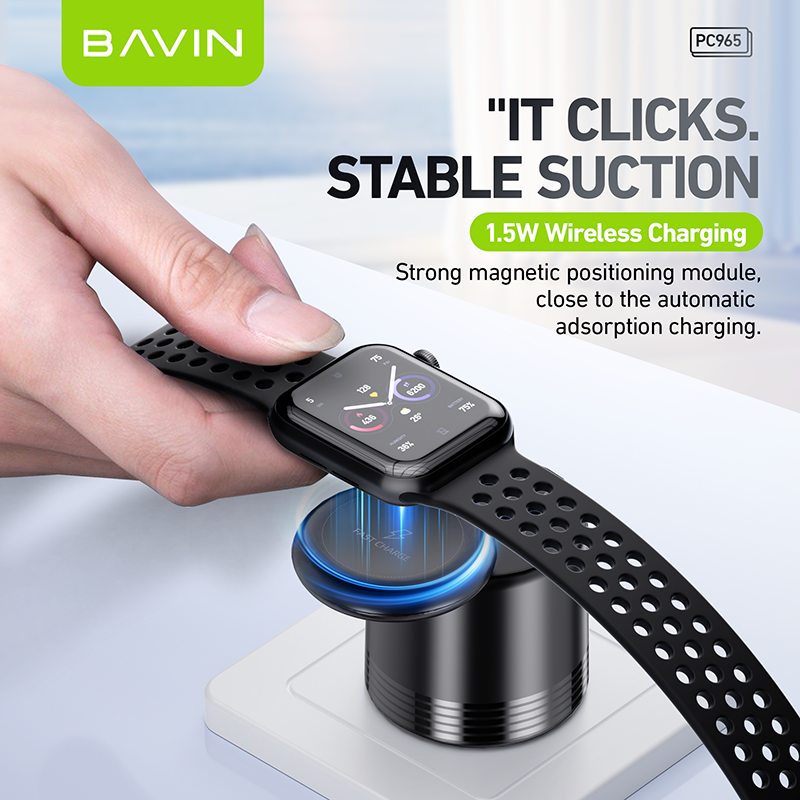 BAVIN PC965 2 in 1 Wall Charger & Wireless Charger Smartwatch w/ Dual ...
