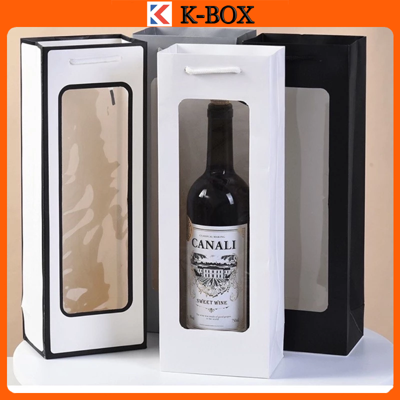 (5 PCS) Wine Paper bag, Bottle Gift bag, Flower Paper Bag Tumblr Box ...