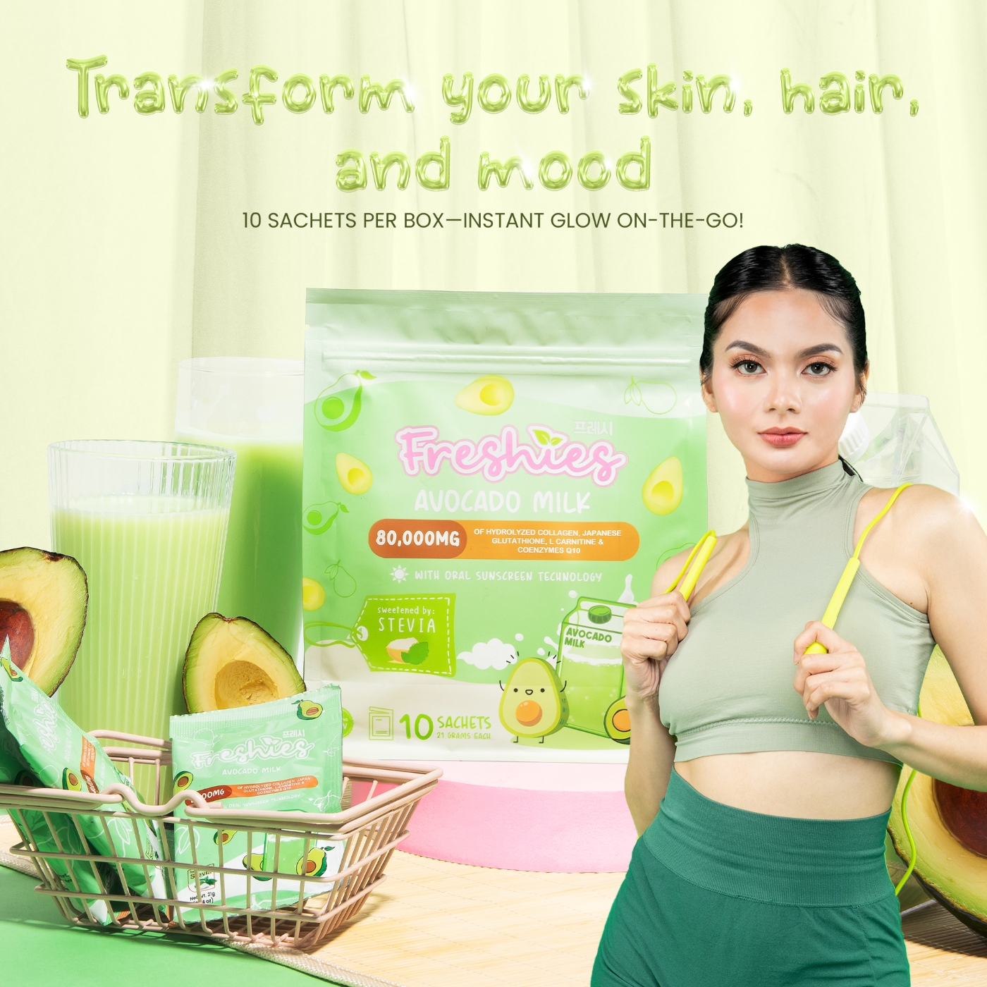 Freshies Avocado And Melon Milk Collagen Dietary Drink (Hydrolyzed ...