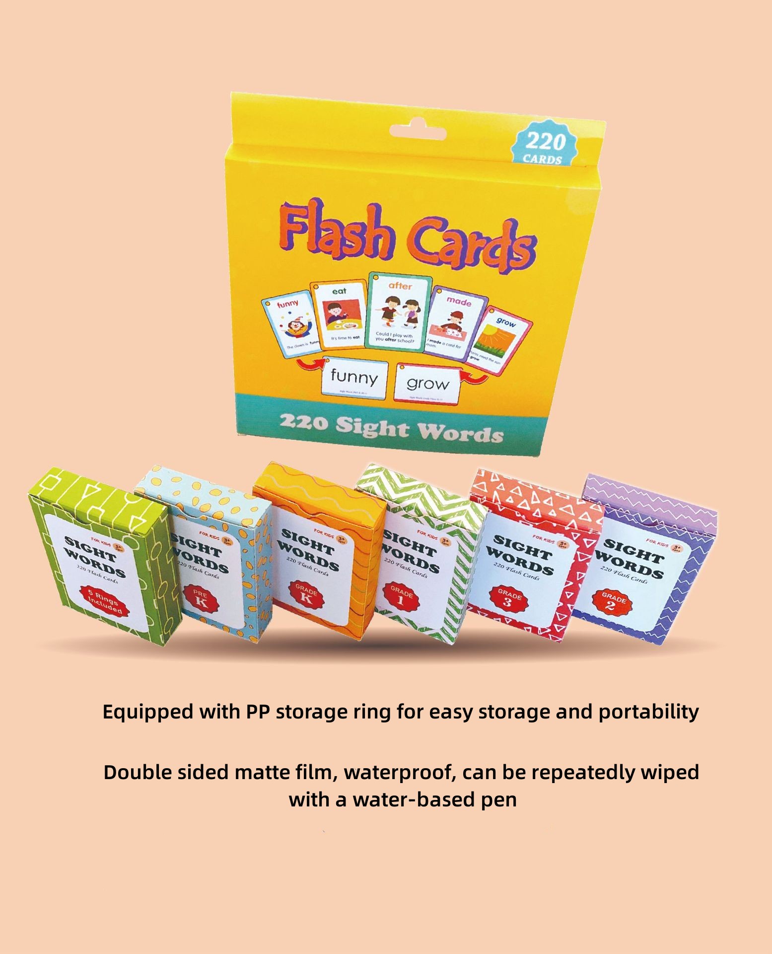 Early Childhood Education 220 English High-frequency Word Flash Cards ...