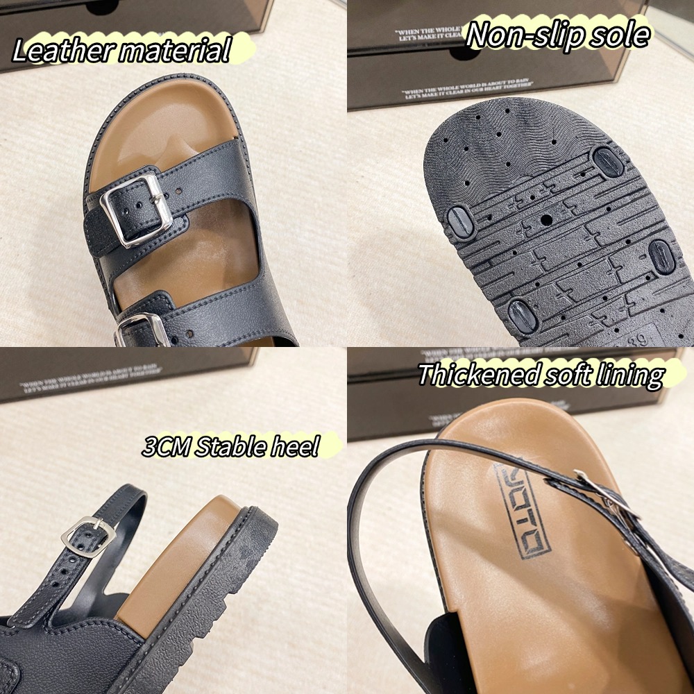 YOTO Dual Belt Casual Sandals For Women Summer Outdoor Wear With Buckle ...
