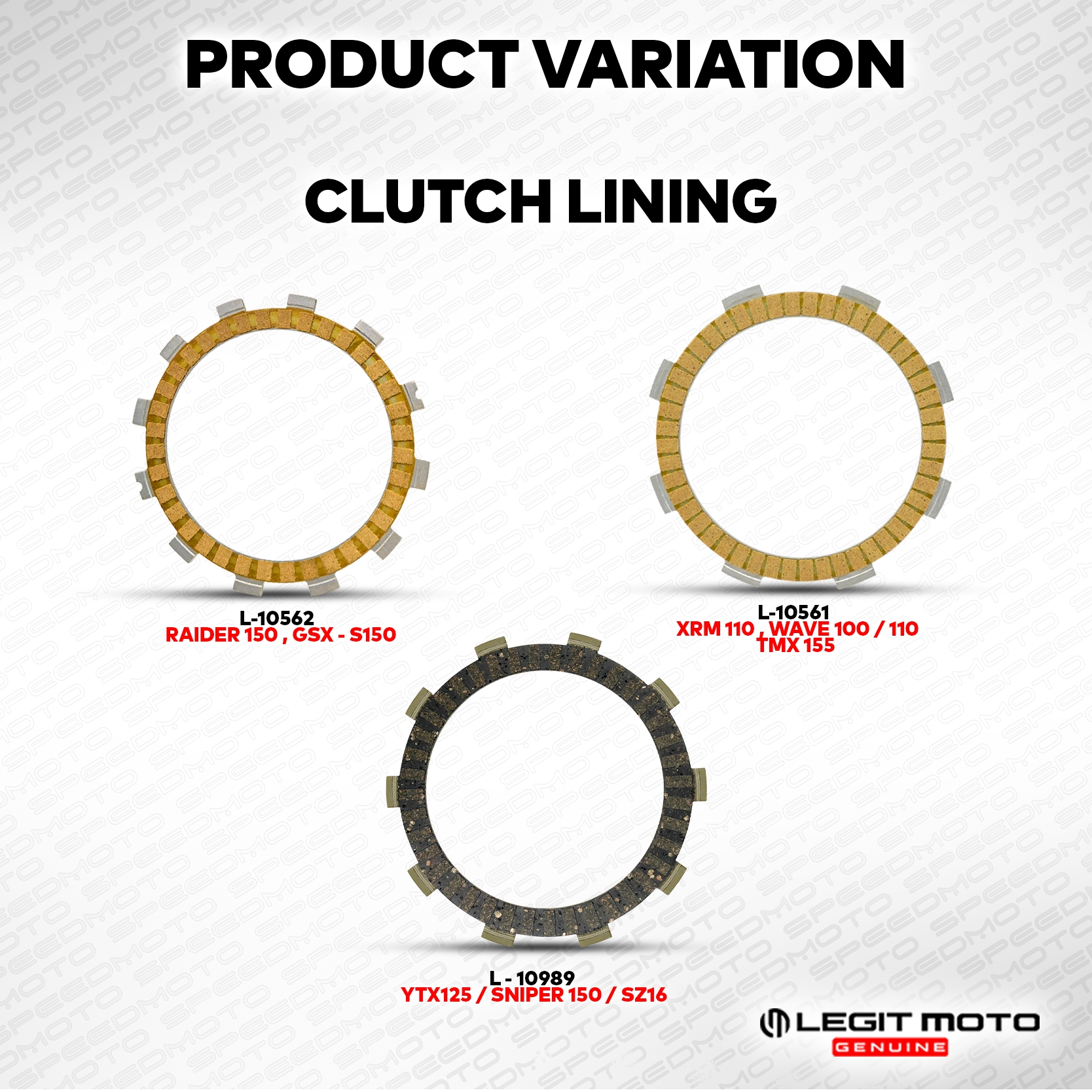 LEGITMOTO CLUTCH LINING FOR SUZUKI RAIDER 150/RAIDER 150 FI /HONDA XRM ...
