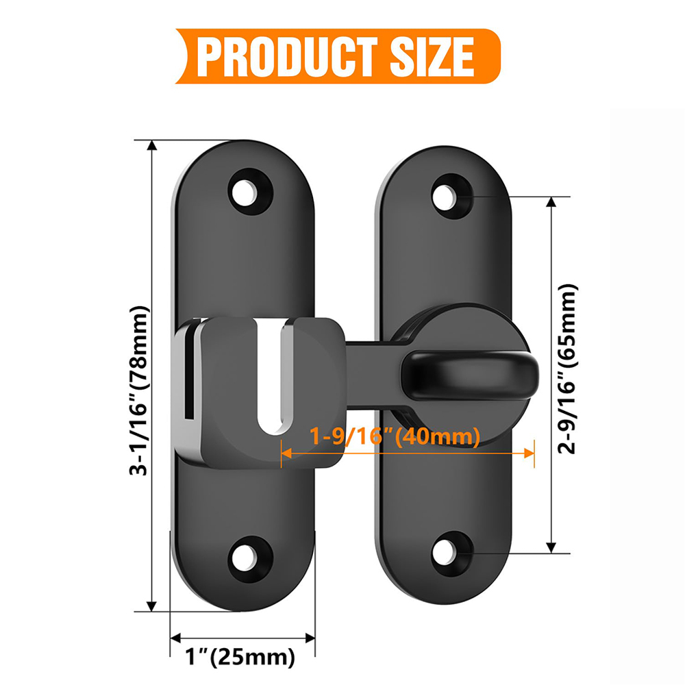 90/180 Degree Door Lock Small Sliding Door Latch Heavy Duty Bar Gate ...