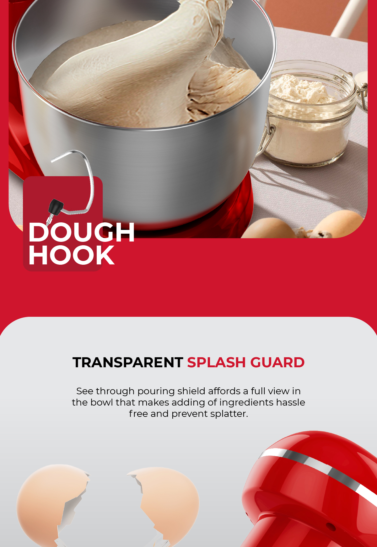 Perysmith PS5500 II 5.5L Electric Stand Mixer for Baking with Bowl and ...