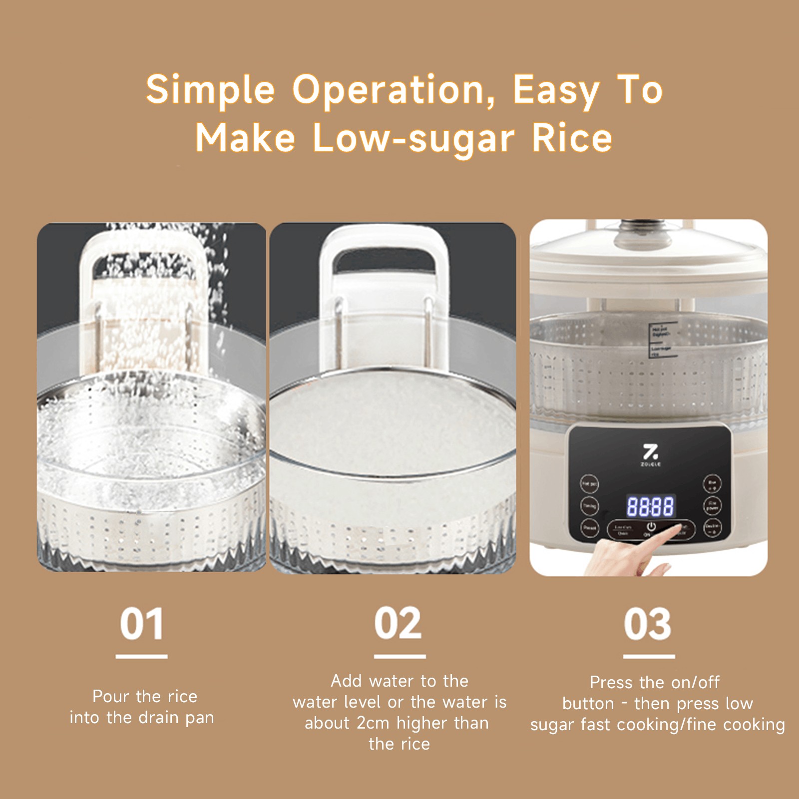 ZOLELE RC301L Lifting Visual Low Sugar Rice Cooker Multifunctional ...