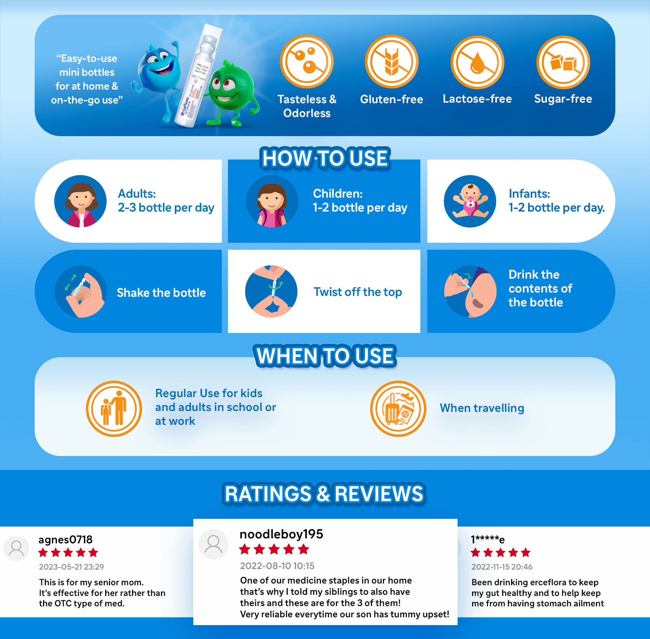 Erceflora Gut Defense Probiotic Supplement 10 Mini Bottles x 5ml - For ...