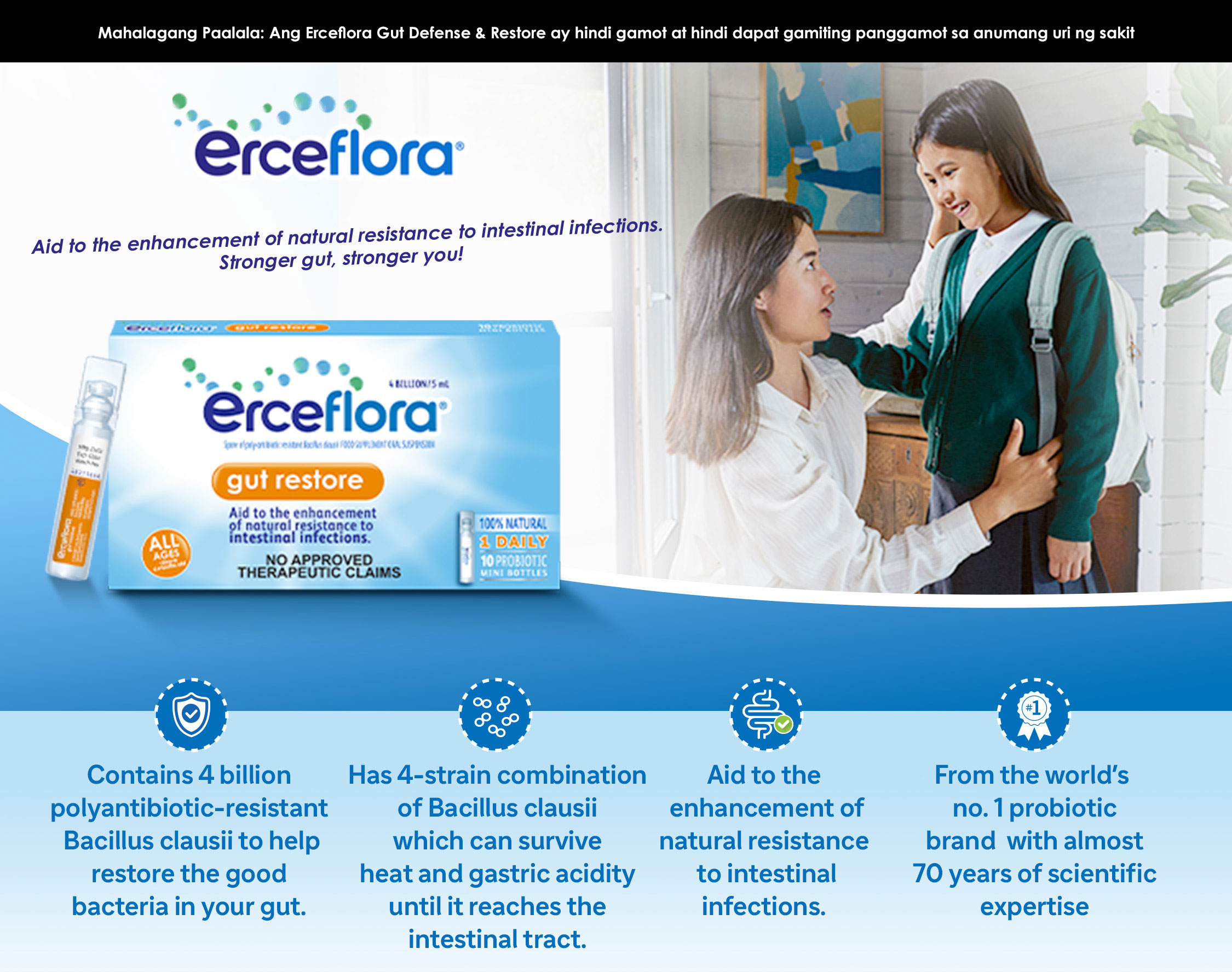 Erceflora Gut Restore Probiotic Supplement 10 Mini Bottles x 5ml - For ...