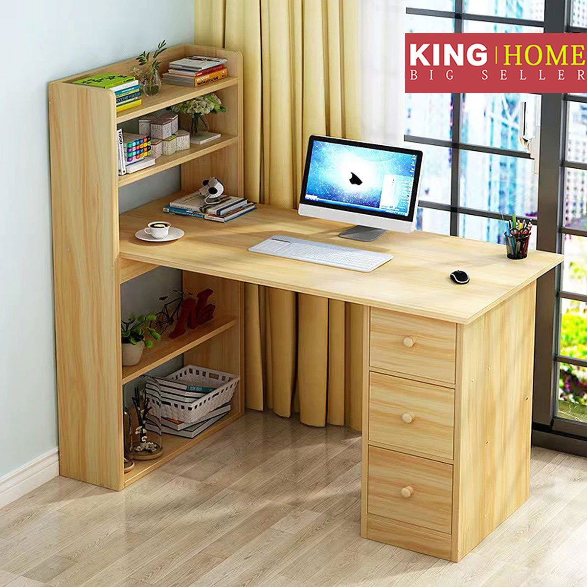 KING HOME Office desk, study desk, multi-layer drawer desk ...