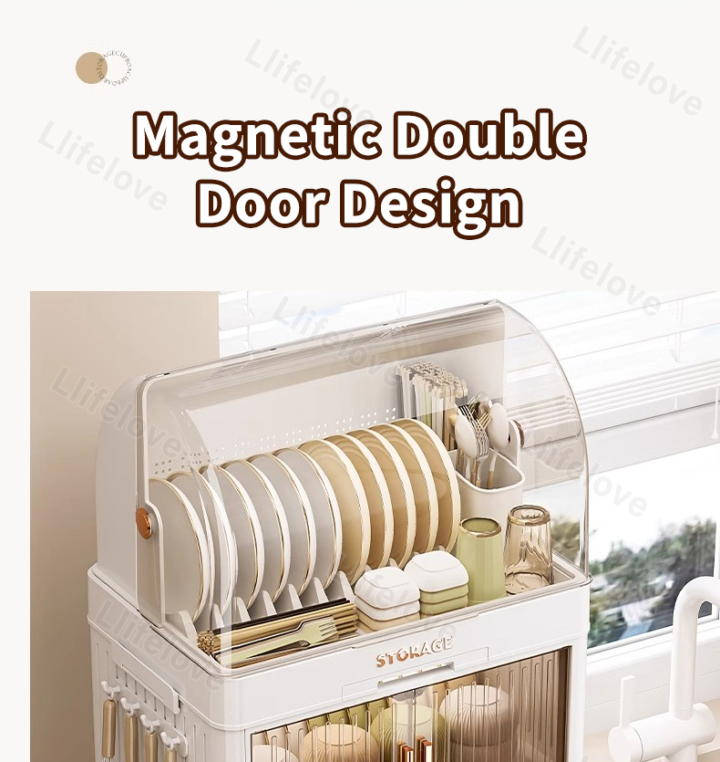 Dish Rack Dish Drain Cabinet Plastic Dish Cabinet With Cover Foldable ...