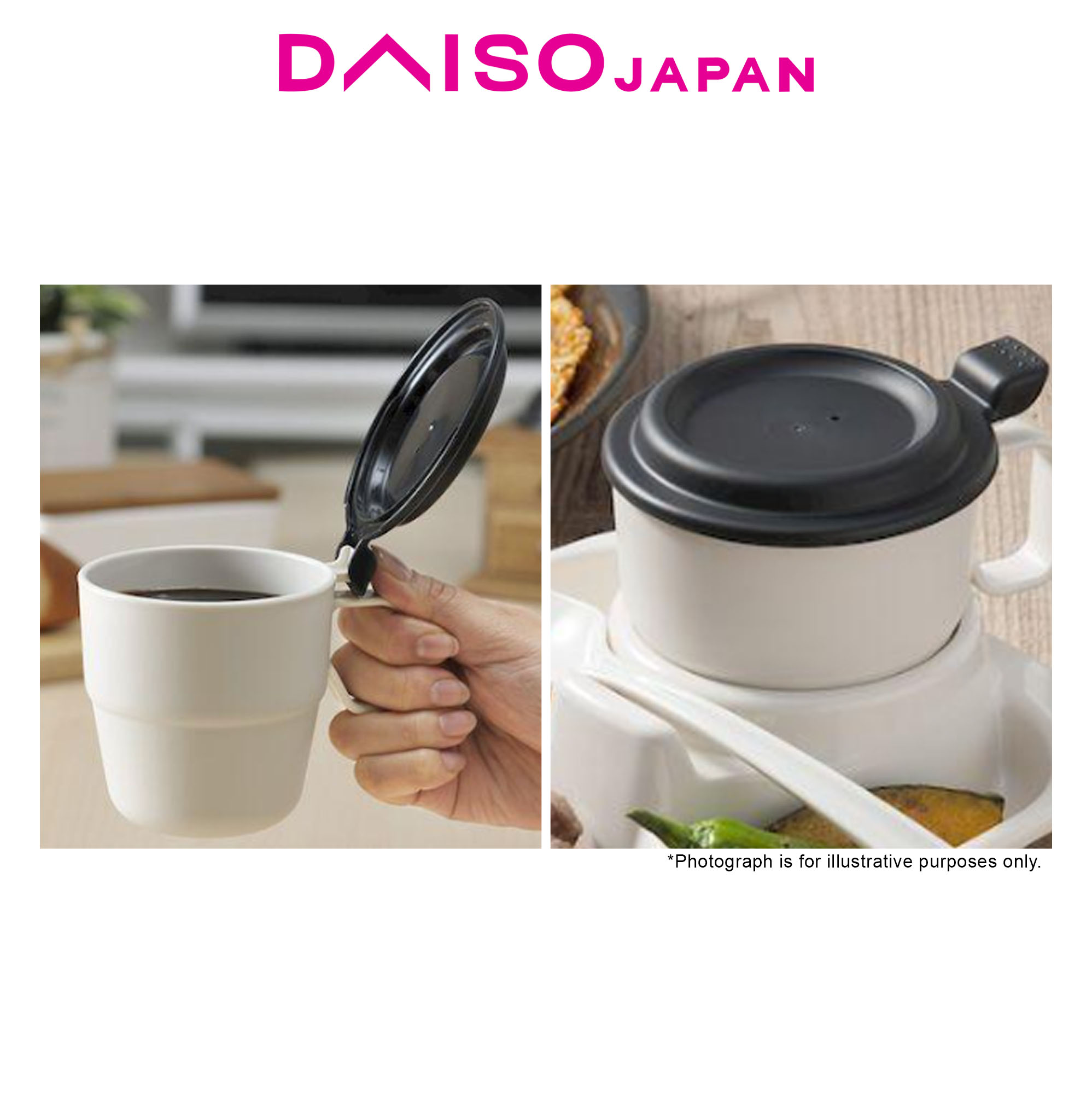 Daiso Microwaveable Flap Mug (360ml) | Shopee Philippines