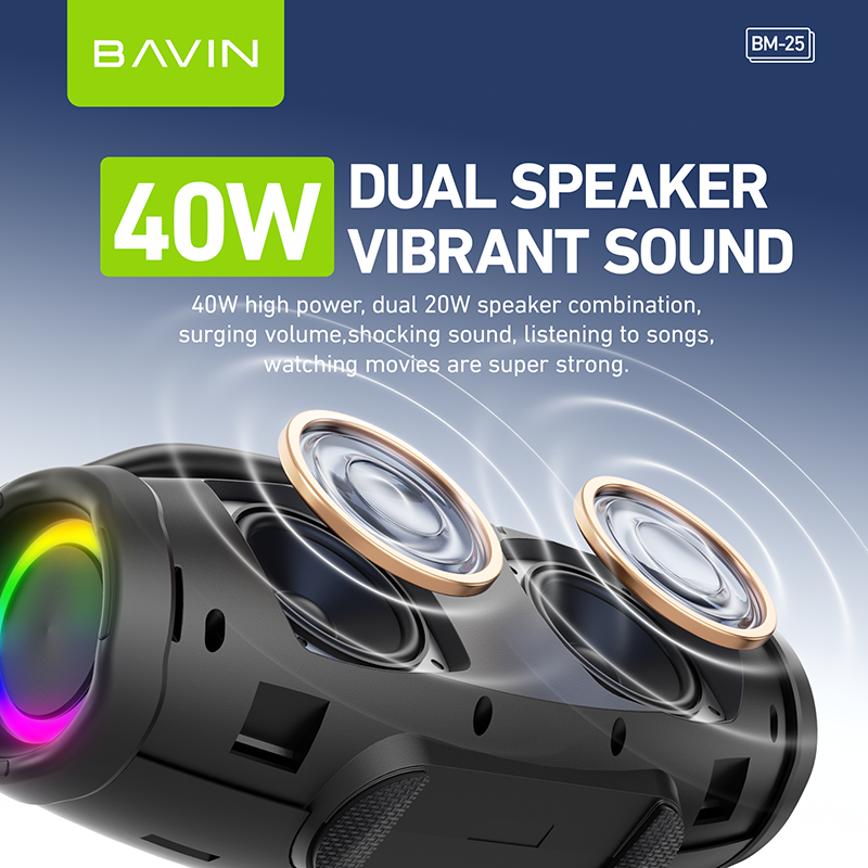 BAVIN BM25 Outdoor Wireless Bluetooth Speaker Splashproof w/ RGB ...