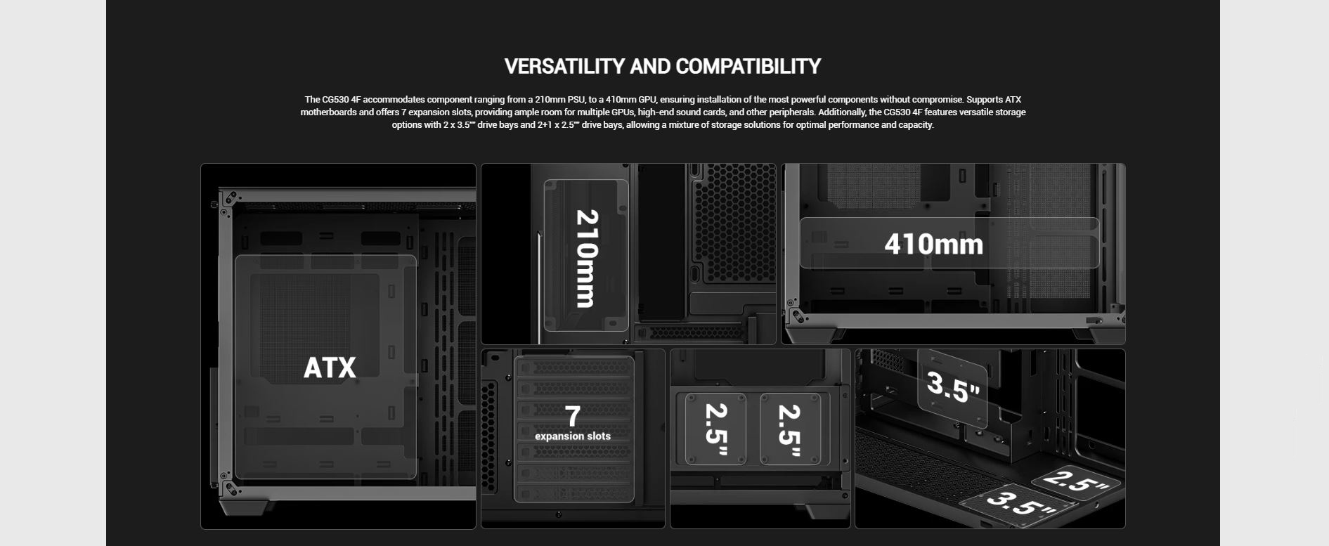 Deepcool Computer PC Case CG530 4F Dual Chamber ATX Case Tempered Glass ...