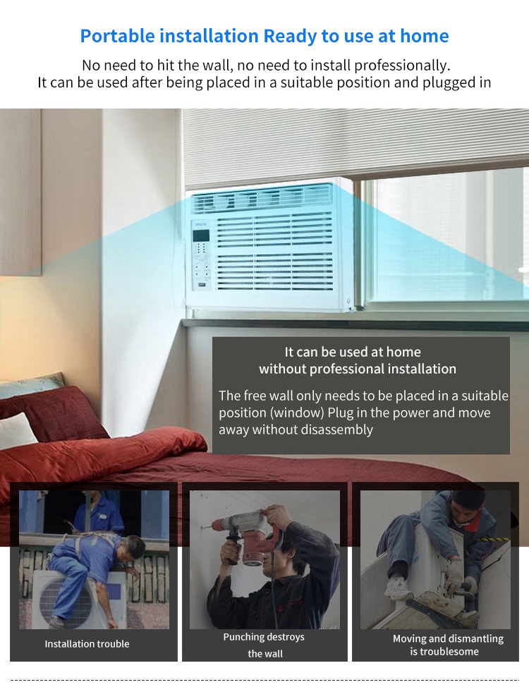 HAILANG Window Air Conditioner Digital LED Display Fast Cooling 760W 1 ...