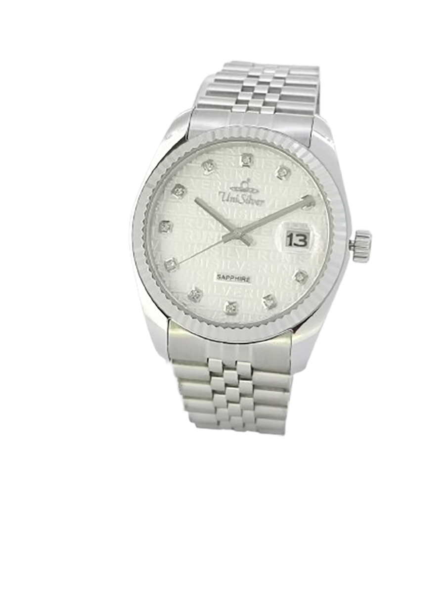 UniSilver TIME Women Silver /Silver with Stone & Date Inside Analog ...