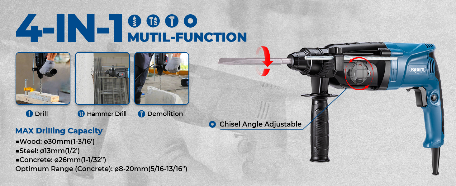 REAIM Rotary Hammer Drill Heavy Duty Jack Chipping Hammer Drill Heavy ...