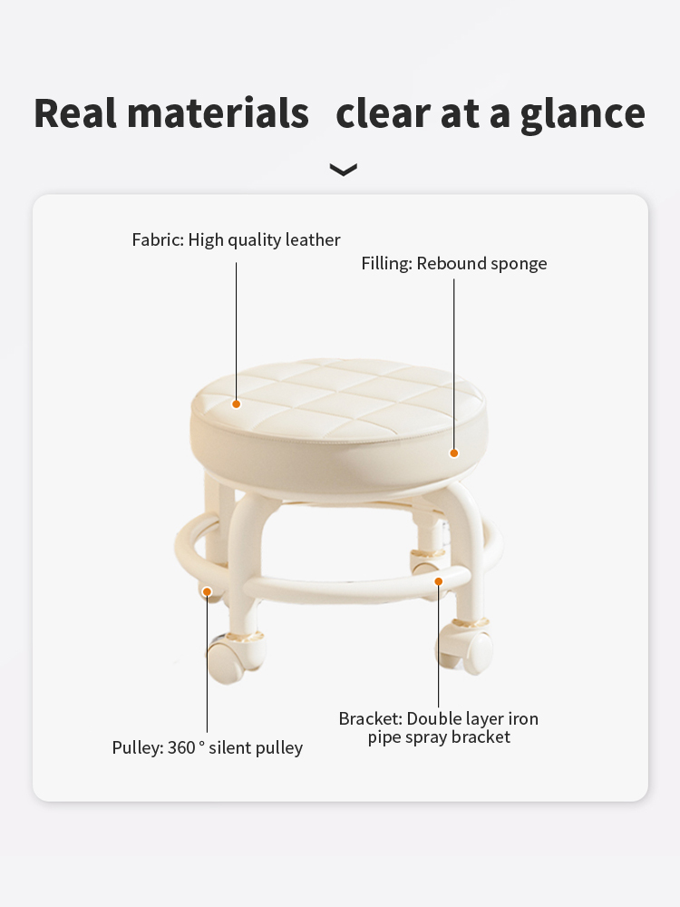 AIODIY Small Stool With Wheels Mini Baby Round Stool With Sofa Foot ...