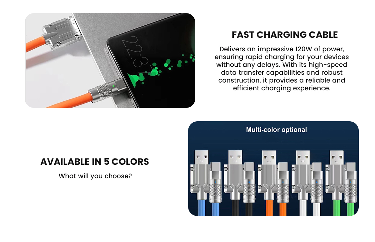 TYLEX XC39 120W Quick Charge Data Cable For IOS Type-C And Micro USB-B ...