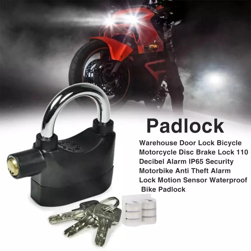 Ready Stock Outdoor Durable Alarm Padlock with Key Motorbike Bicycle ...