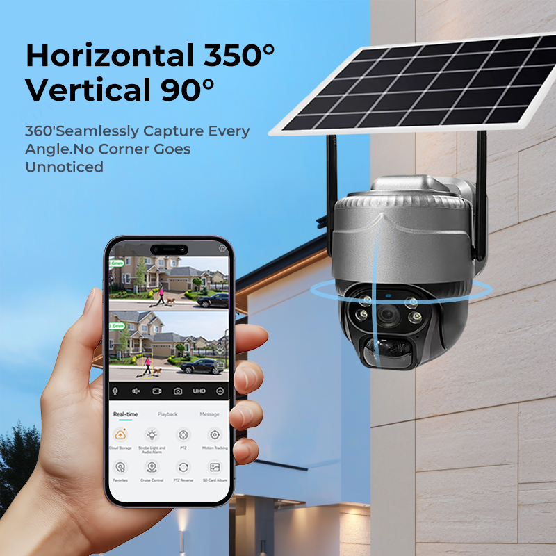 24h Video V380 Outdoor 4G Solar CCTV Camera Wifi Connect To Cellphone ...