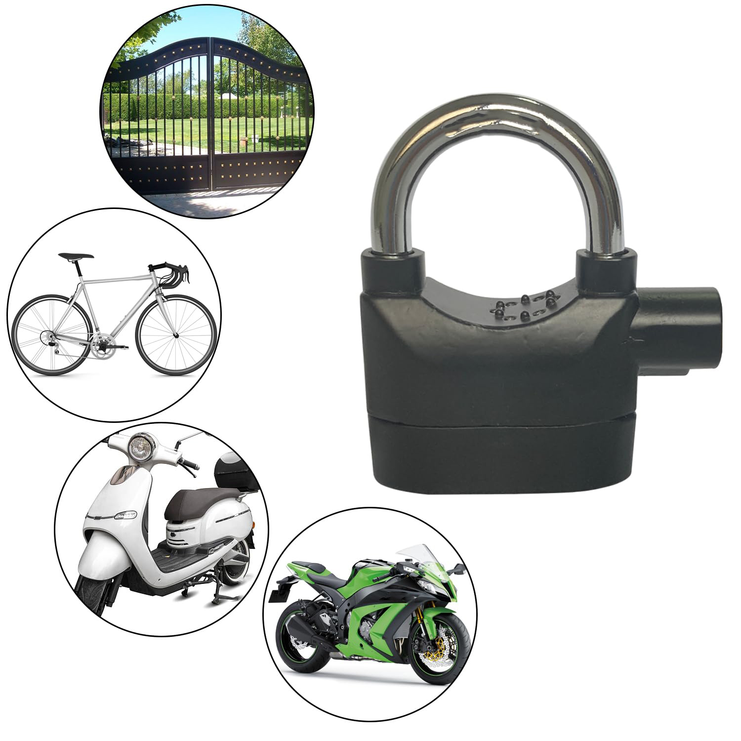 Heavy Duty Alarm Padlock, 110 db Alarm Padlock, Outdoor Padlock with ...