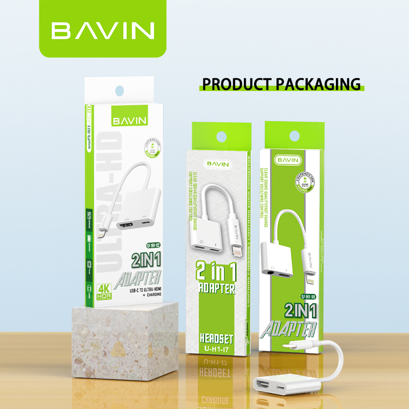 BAVIN I7 Adapter Splitter 2 in 1 Dual Port Plug & Play Dongle for iPh ...