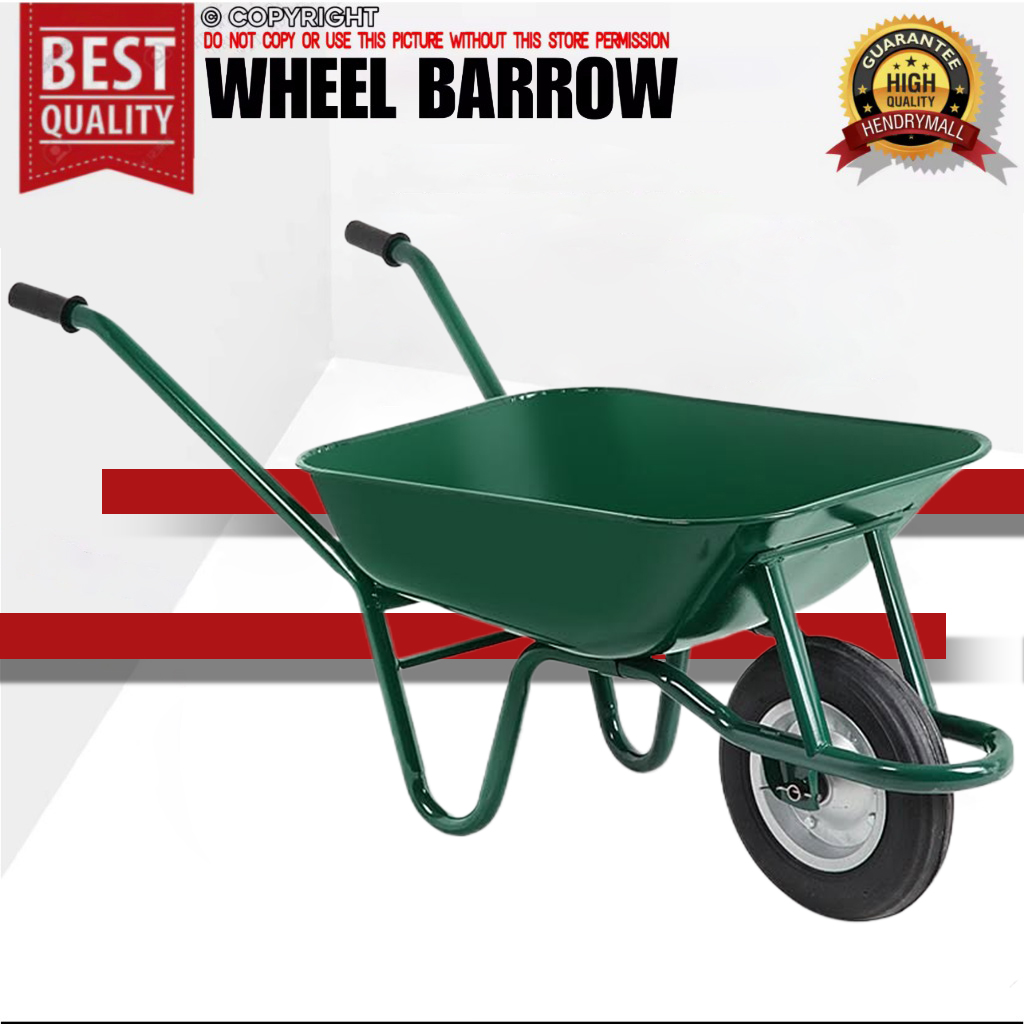 65L Heavy Duty Wheelbarrow, 14" Inflatable tires, Double Ball Bearings ...