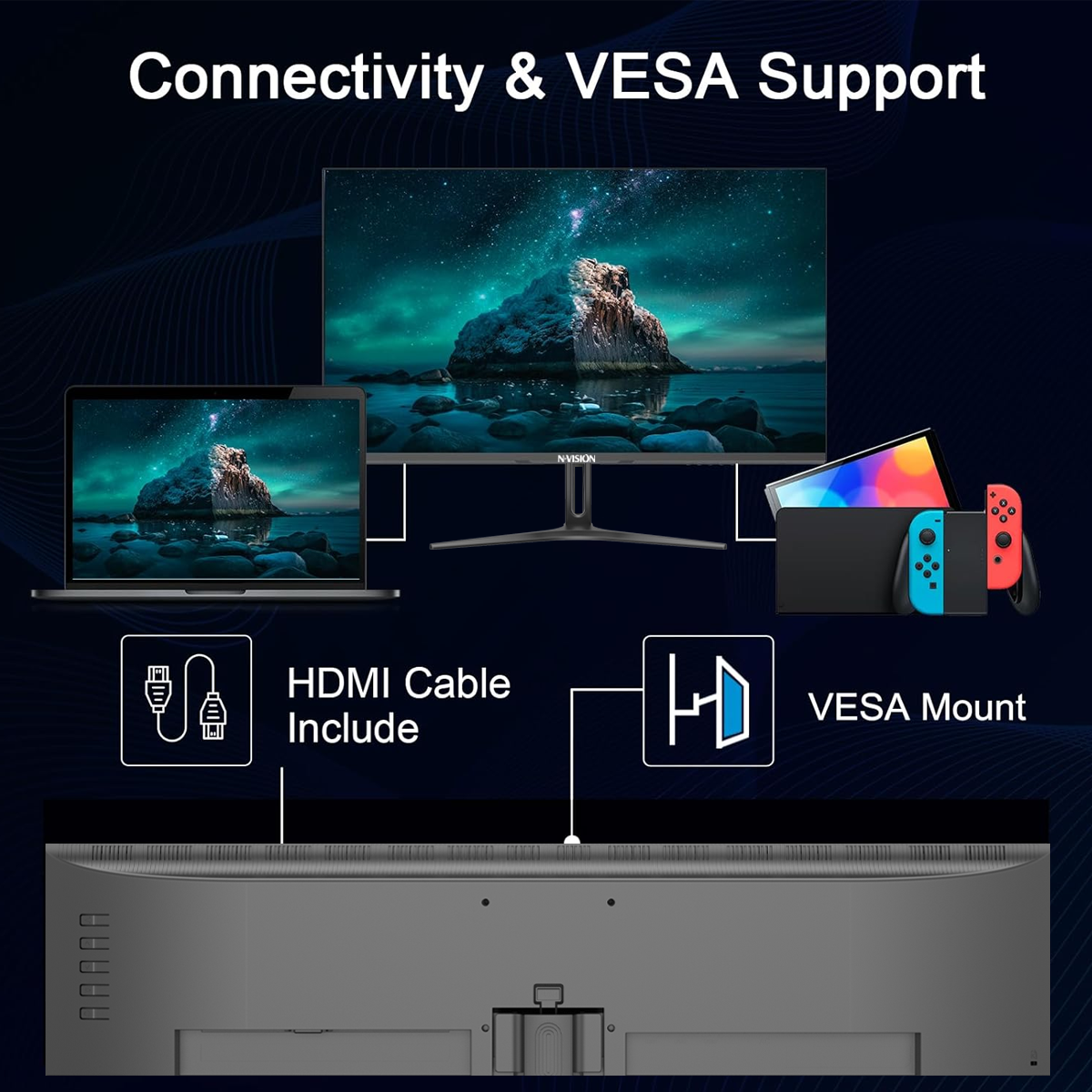 Nvision 25 Inch Monitor 100Hz FHD 1920*1080P Framless Flat Gaming ...