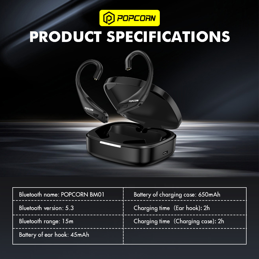 Popcorn BM01 5.3 Earhook Headset Wireless Bluetooth Module plus Popcorn ...