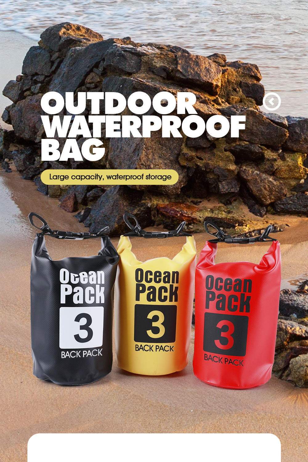 Ocean Pack Waterproof Dry Aqua Bag Outdoor Swimming Sling Shoulder Backpack Travel Beach ...