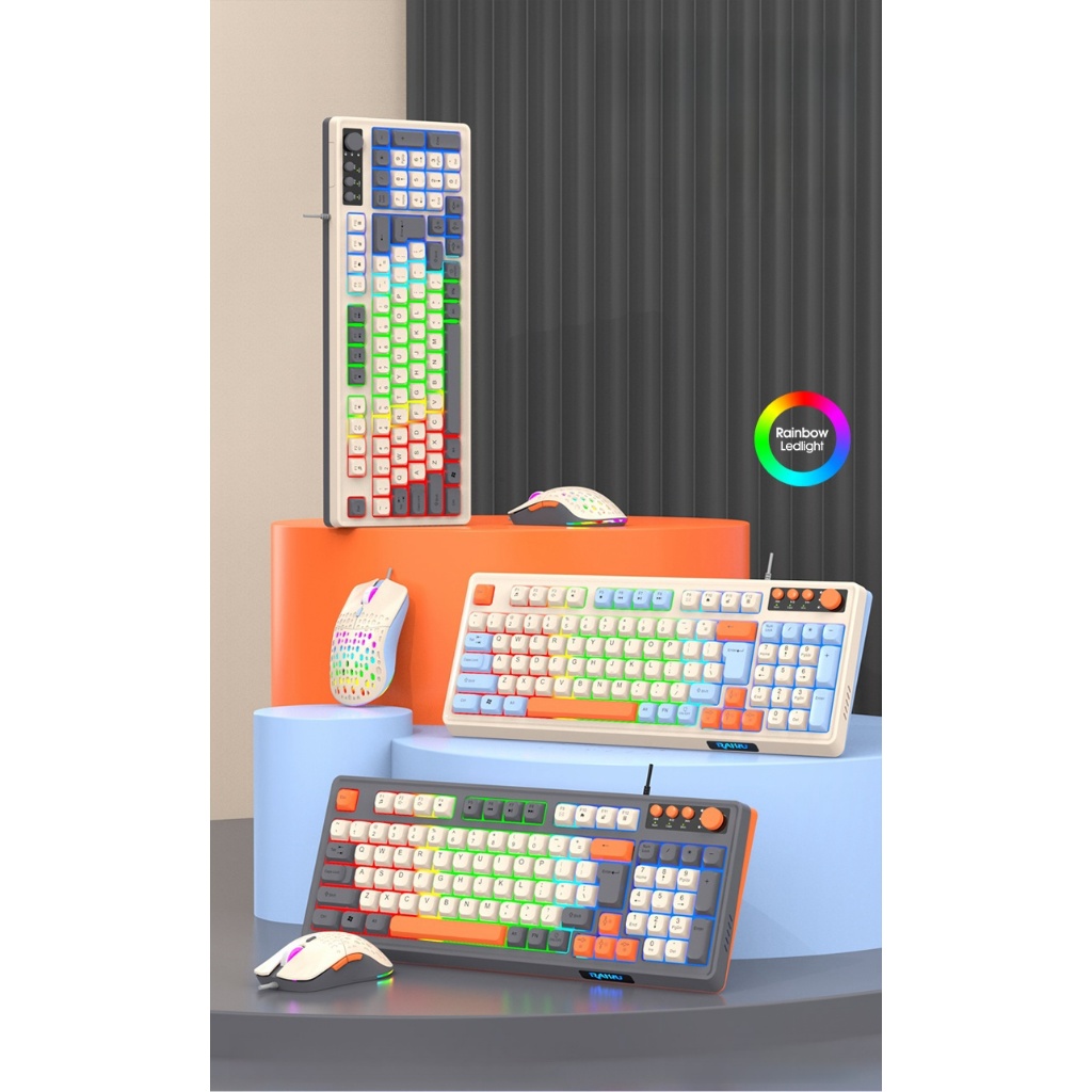 Zeus x Raiku Wired Rainbow LED Gaming Keyboard Bundle And Mouse Set 98 ...