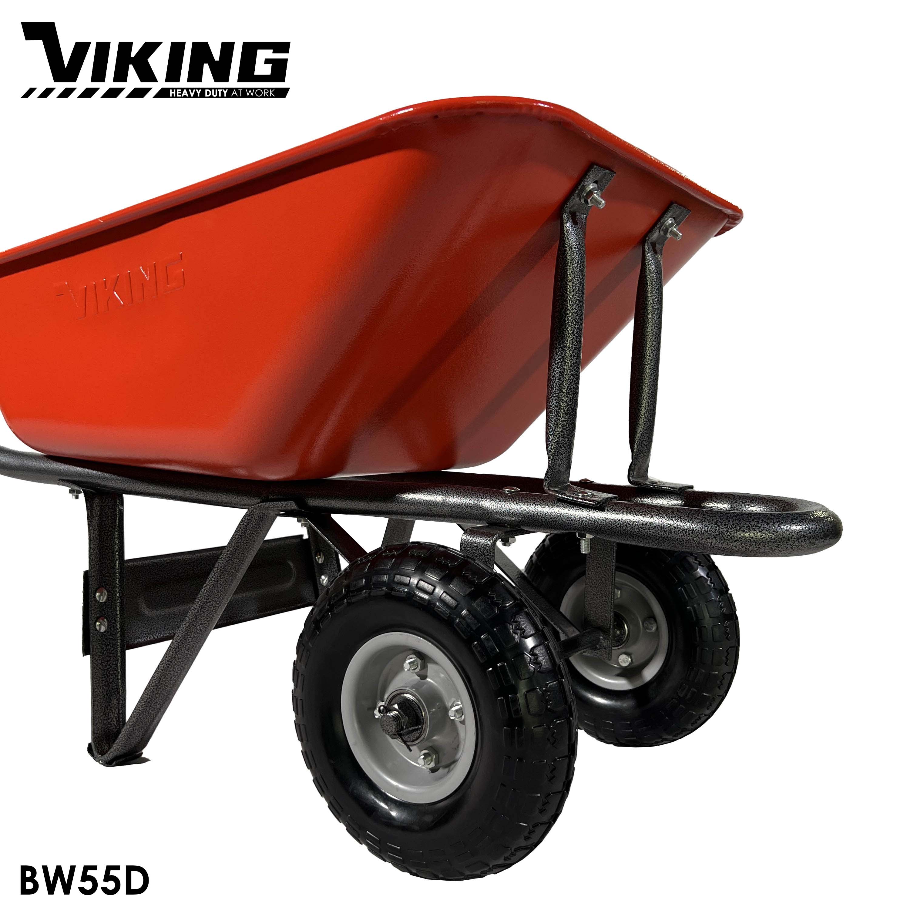 VIKING Wheelbarrow Deep-Type 13inch Solid Tire 54 Liters Garden Cart ...
