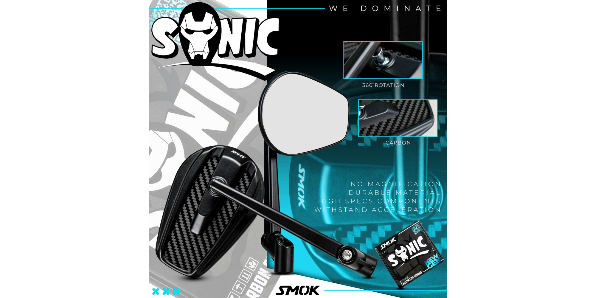 【EAGLE SPEED】SMOK UNIVERSAL SIDE MIRROR SONIC DIAMOND BLACK CARBON ...