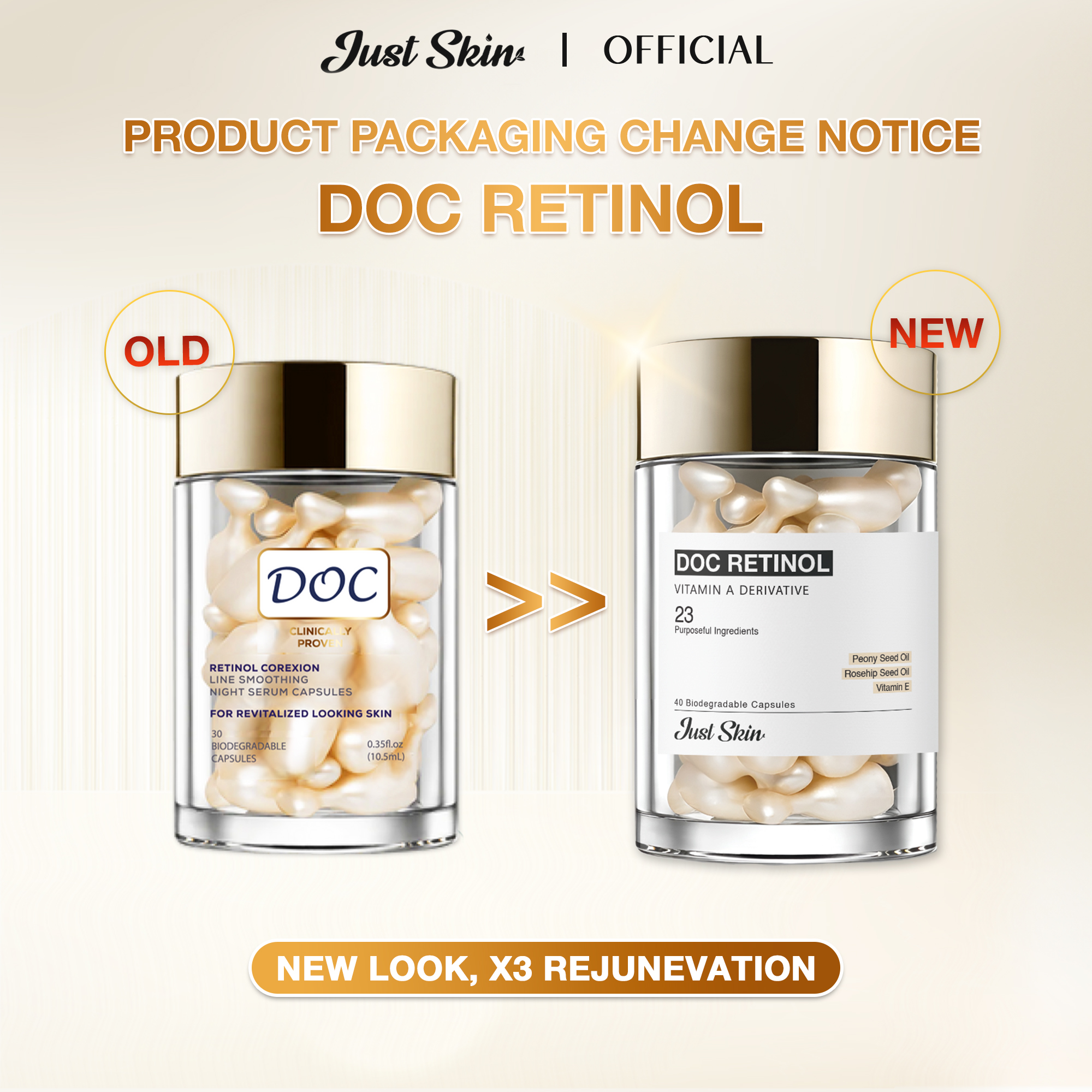 Just Skin Doc Retinol whitening serum - Capsules anti-aging fading dark ...