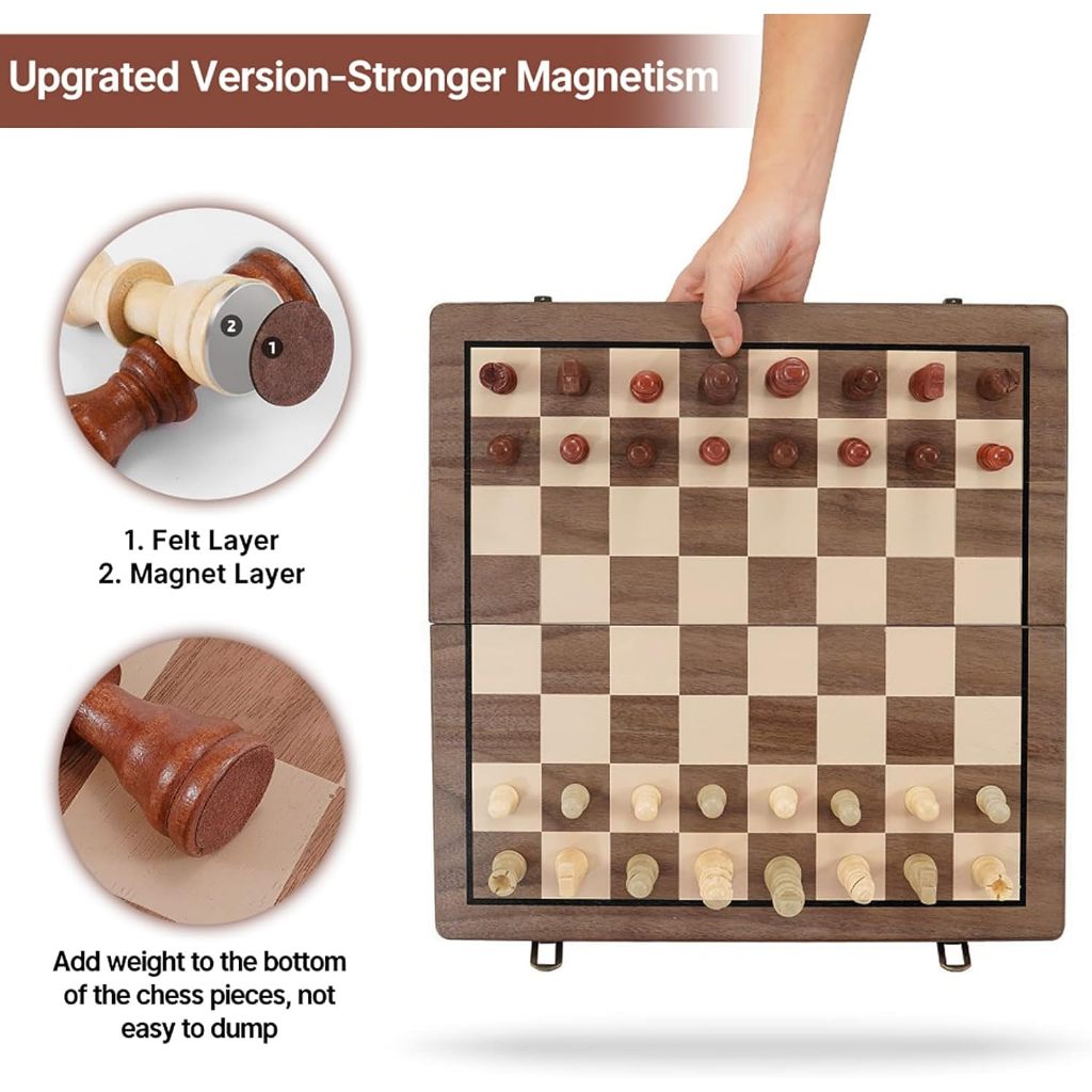 Chess Set Wooden Chess portable Folding Wooden Chess Board Pieces Set ...
