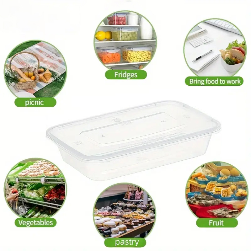 50PCS Rectangle/Round Disposable Microwavable Food Container Plastic ...
