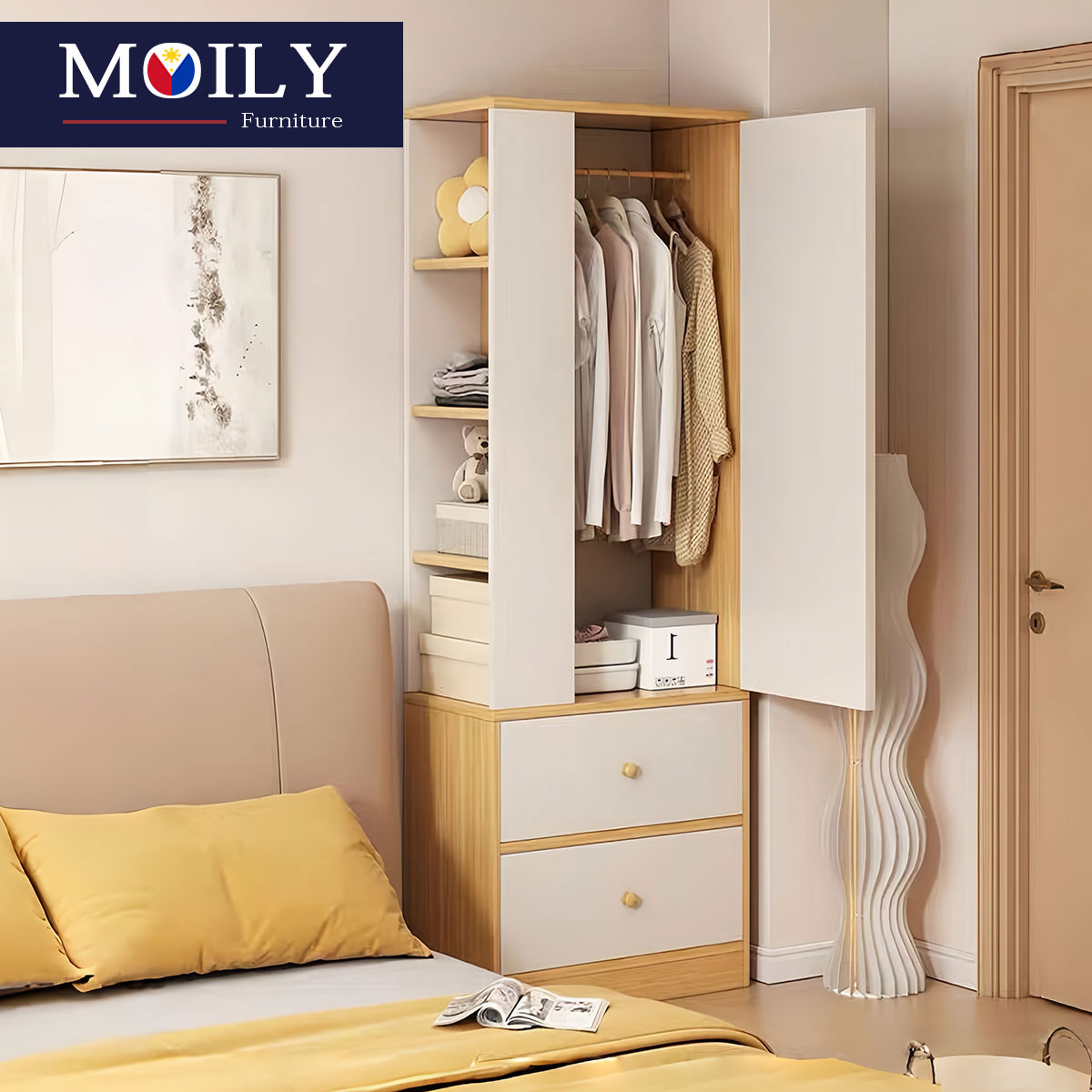 Clothing single door storage cabinet combination wardrobe drawer ...