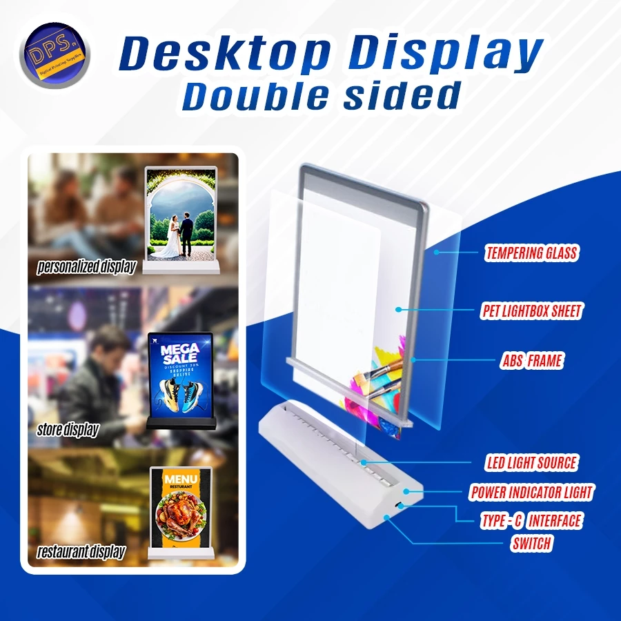 DPS LED Desktop Display A4 Menu Board Stand, Table Stand (Rechargeable ...