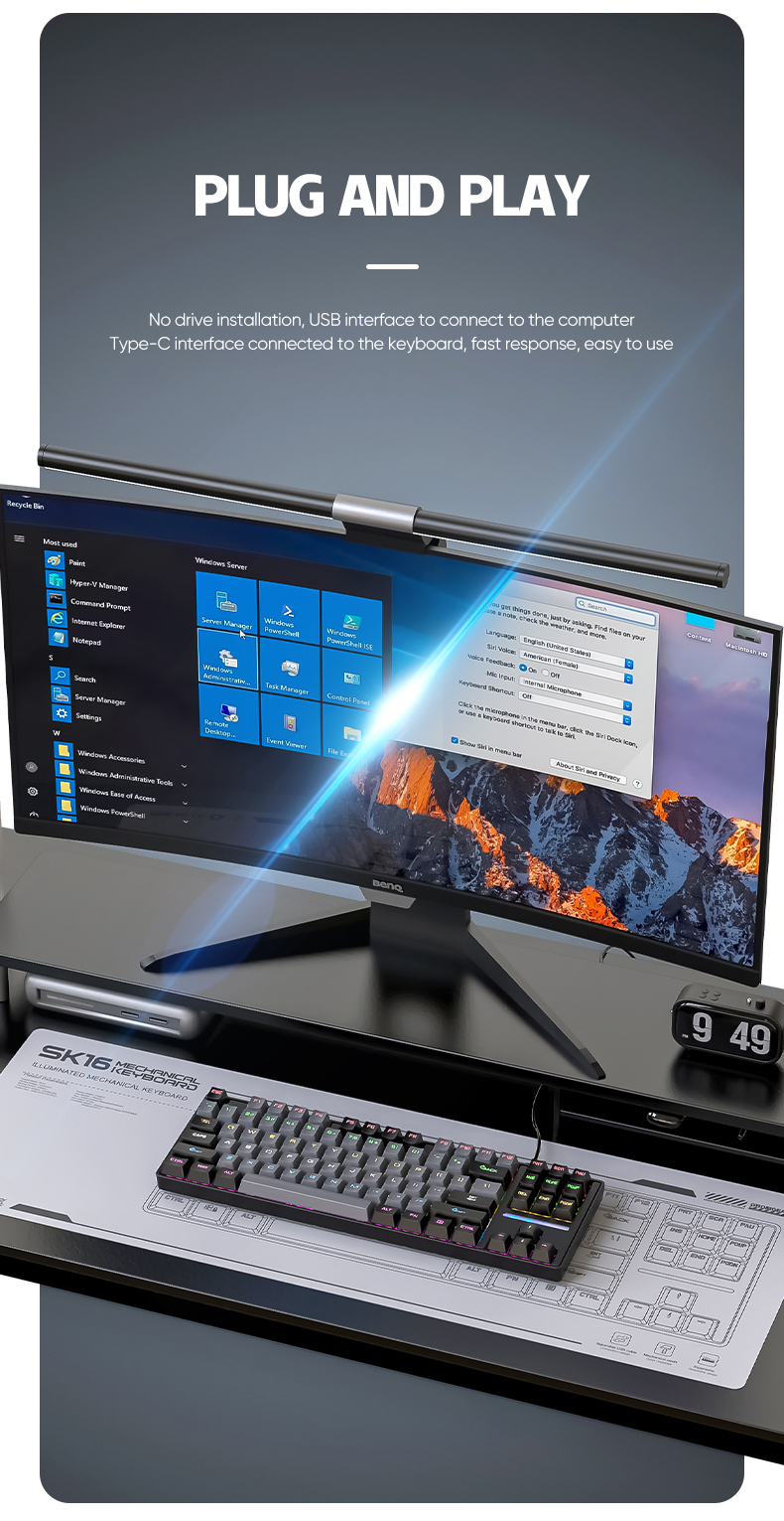 SMAILWOLF SK16 87 Keys Wired Mechanical Keyboard RGB Hot Swappable Compact Gaming Keyboards Type ...