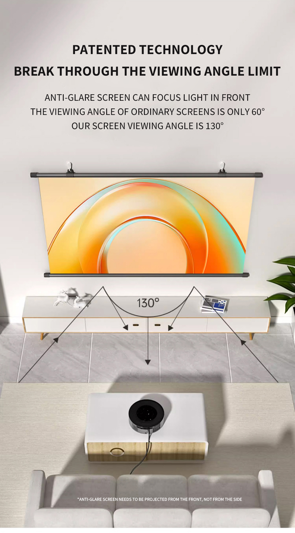 anti-light projector screen pull down roll up white screen for ...