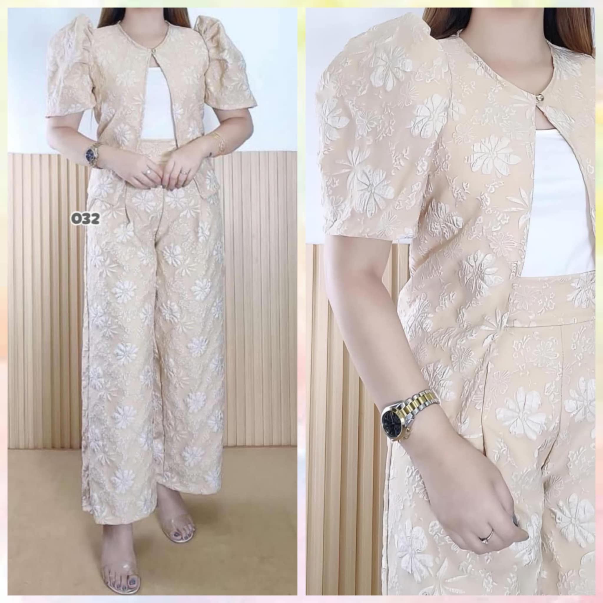 MEDIUM TO LARGE • Puff Sleeves Bolero and High Waist Pants Modern ...