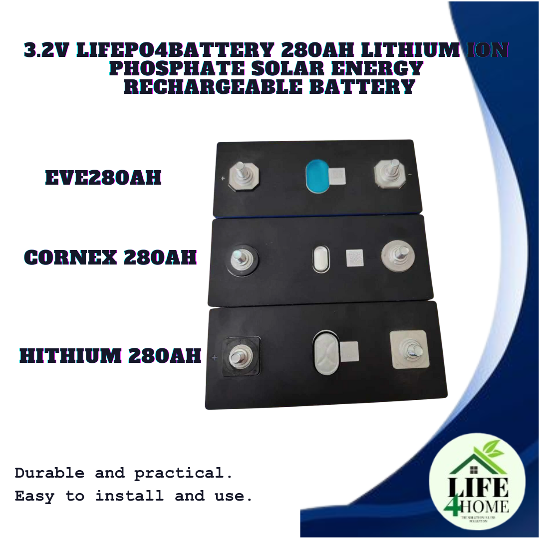 BRAND NEW 3.2V 280AH LIFEPO4 HITHIUM BATTERY RECHARGEABLE PRISMATIC ...
